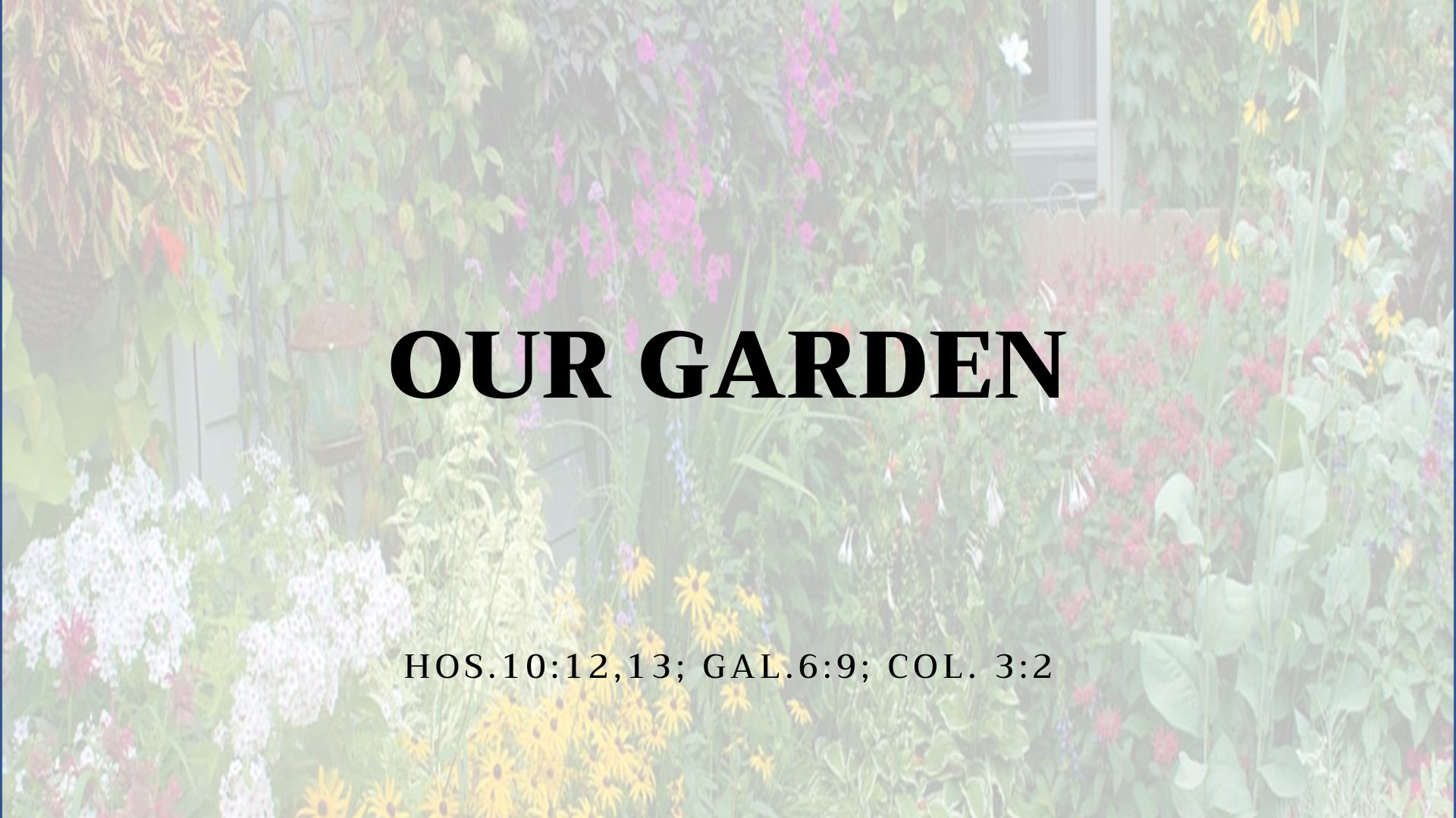 Our life is a garden. We choose what to sow, must water and weed